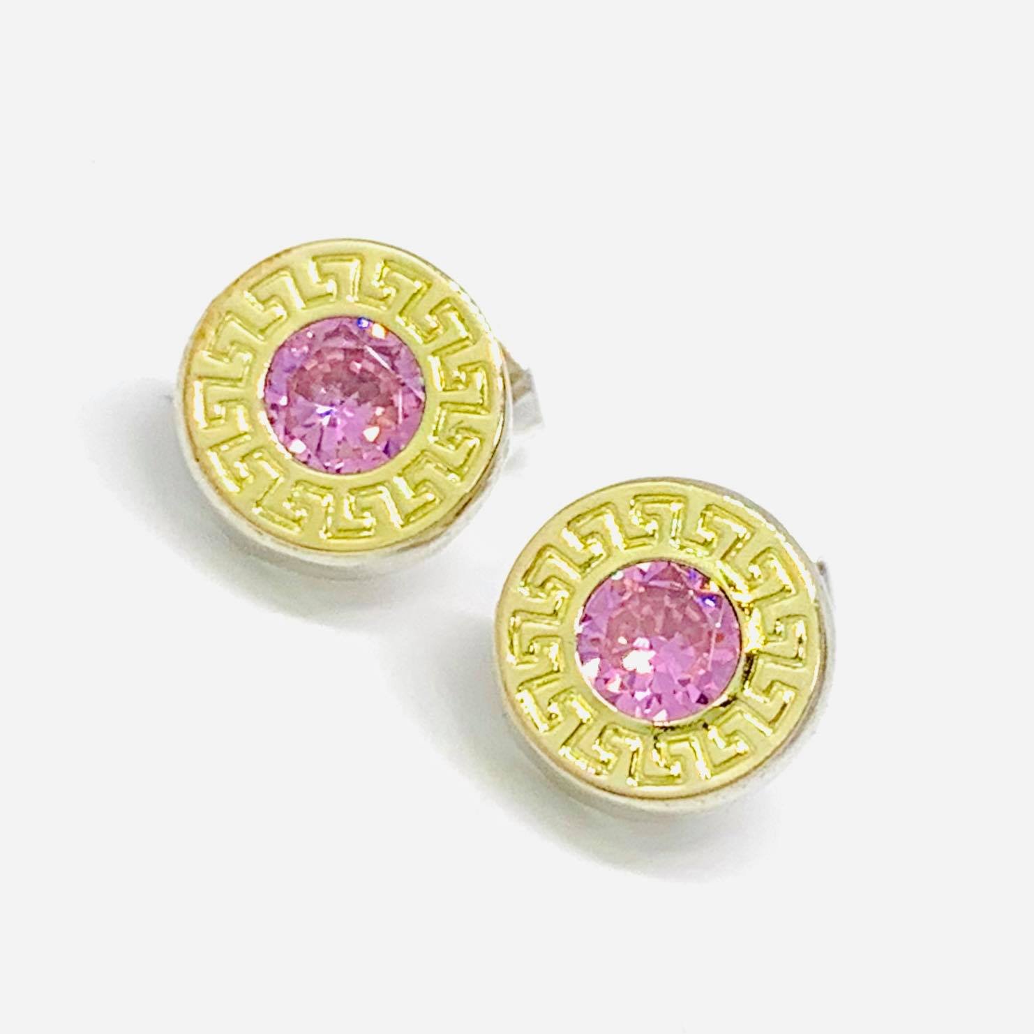 Aritos Guarda Griega Chico Rosa plata y Oro